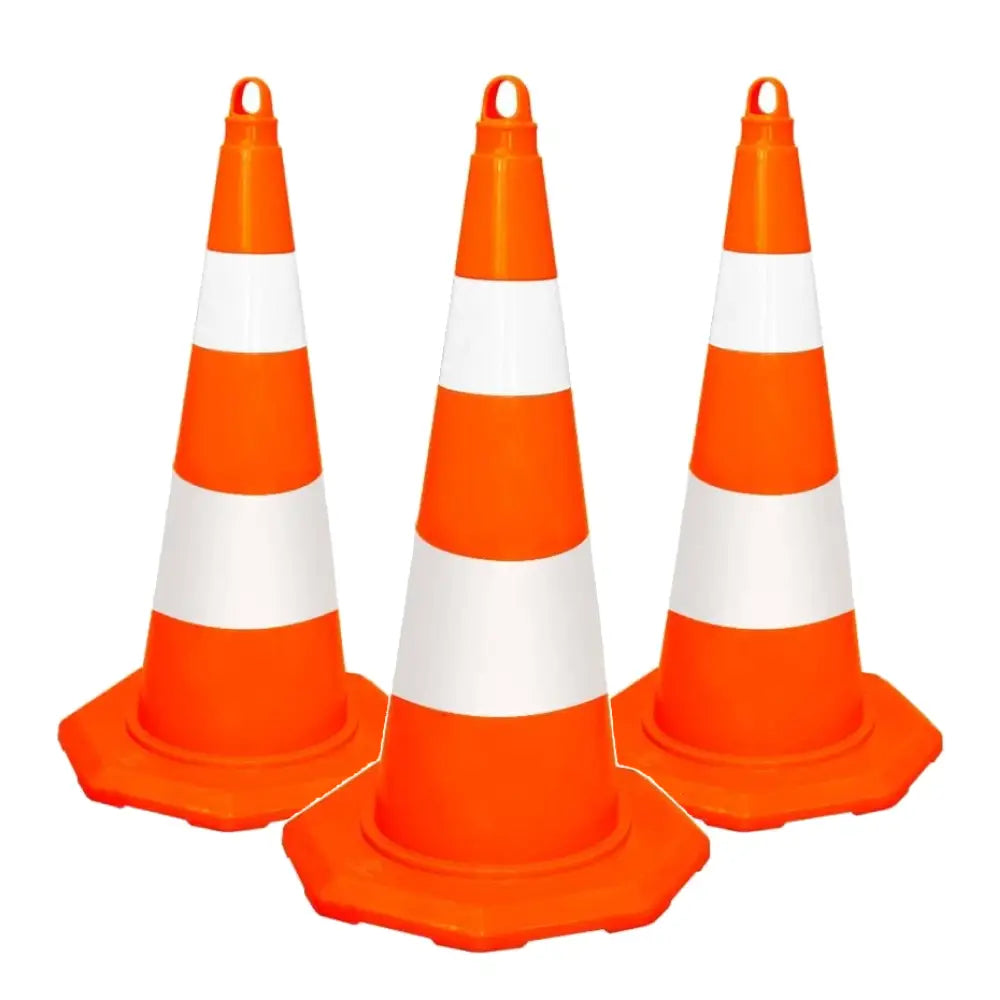 Buy 70cm Pvc Traffic Cones | Set of 3 With Reflective Strips