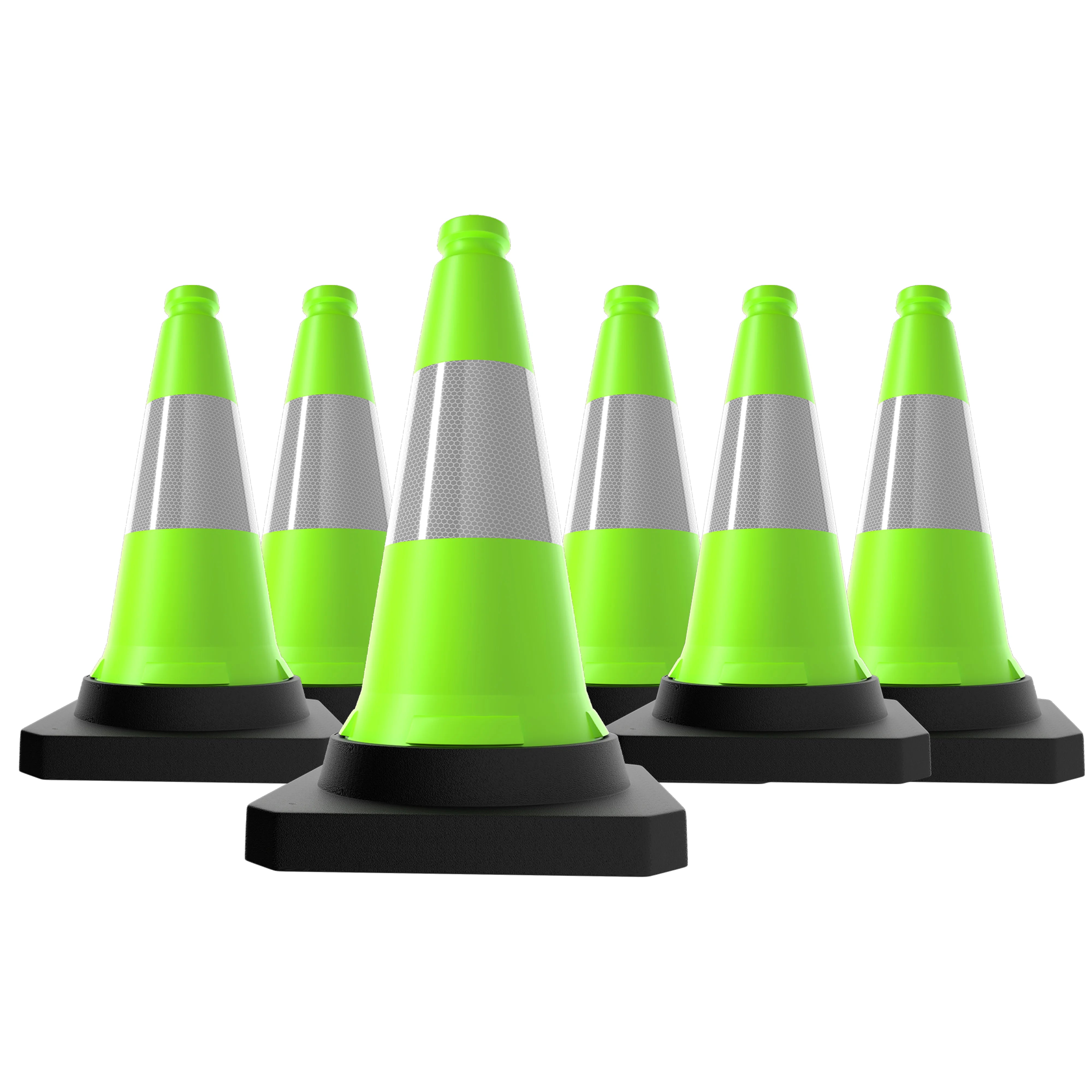 Set of 6 Green Reflective Traffic Cones 500mm – UK Safety | Buy Now