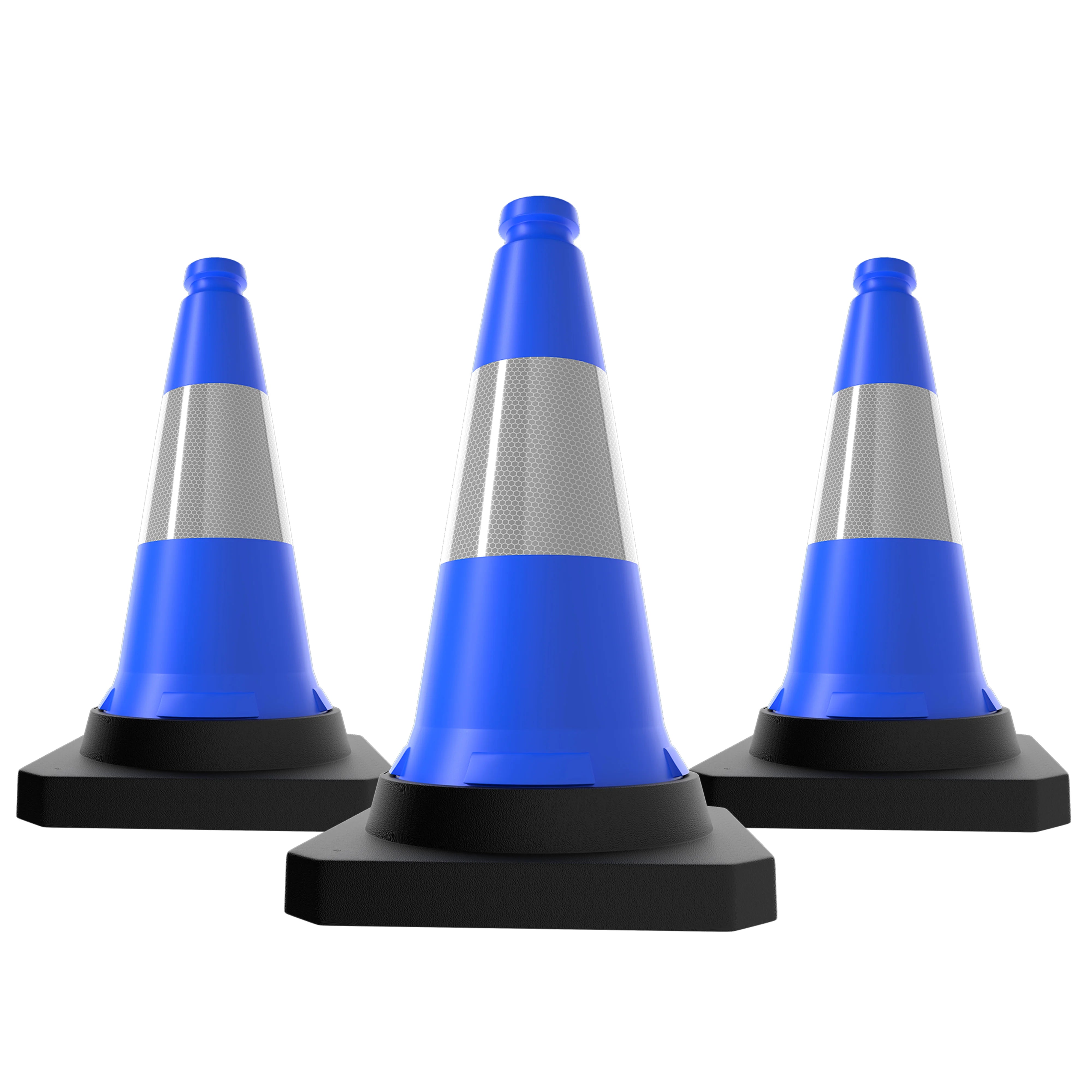 3 Pcs 50CM Blue Reflective Traffic Cones with Black Base | Buy Now