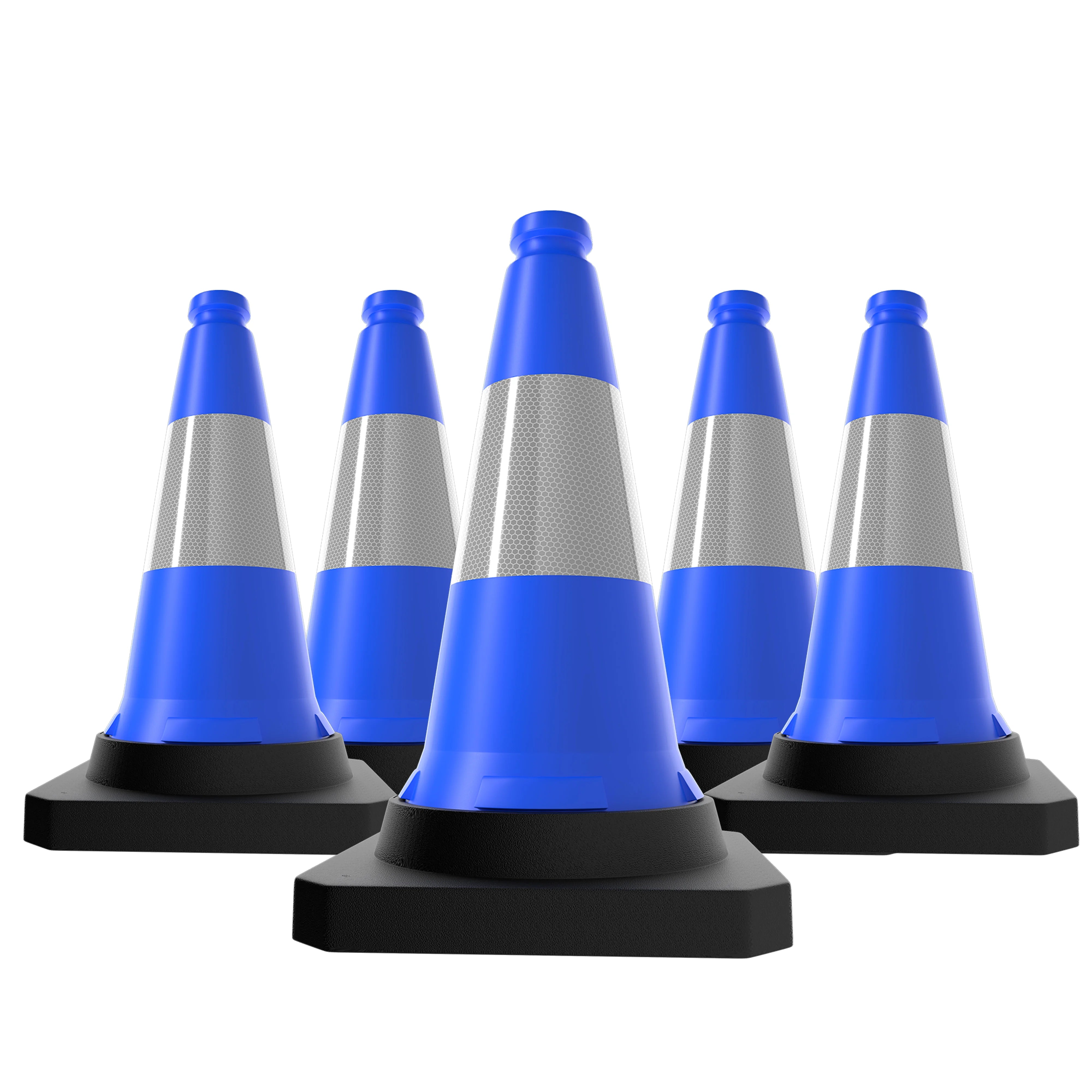 5 Pcs 50CM Blue Reflective Traffic Cones with Black Base | Shop Now