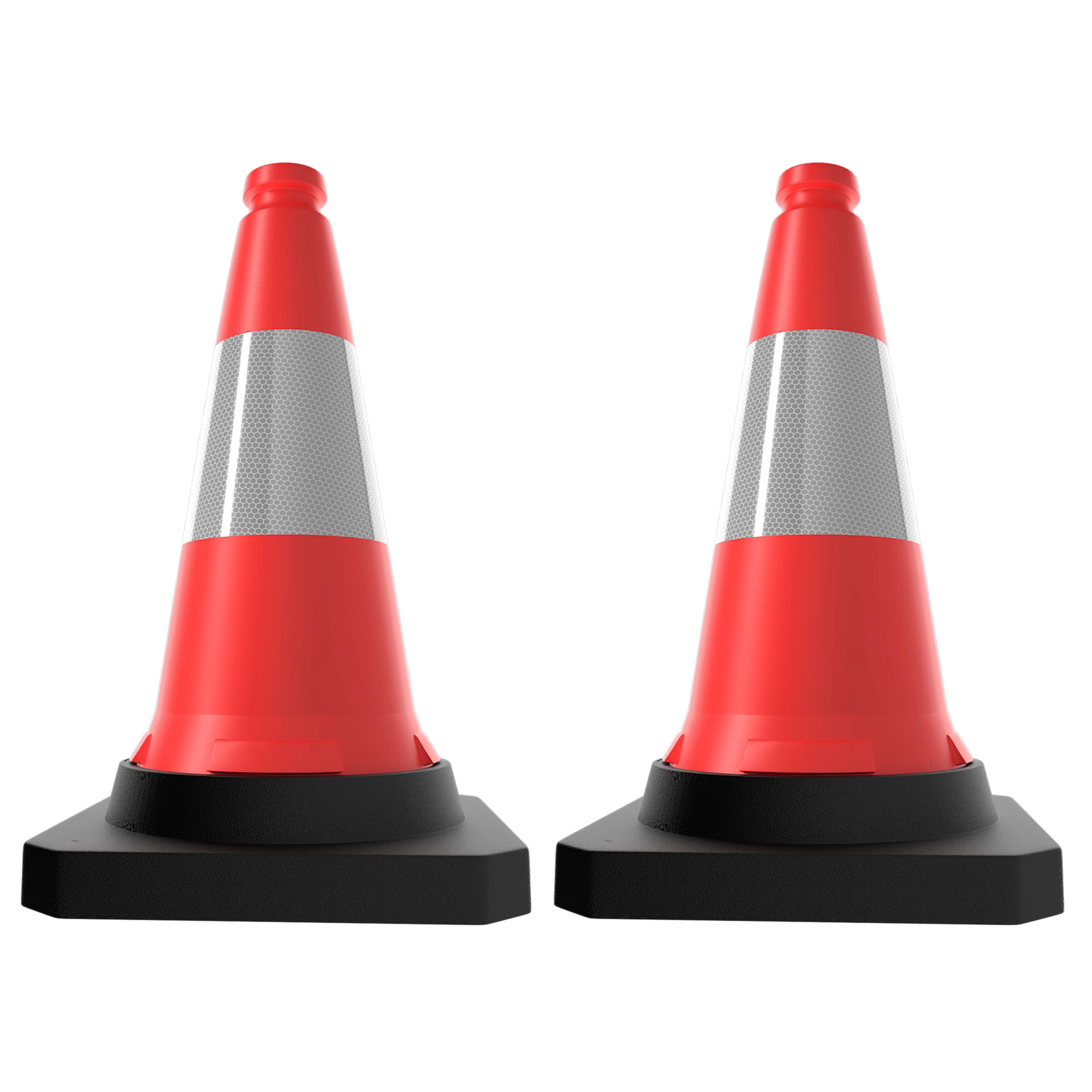 2pcs 50CM Red Reflective Traffic Cones | PPC Safety Cones UK | Buy Now