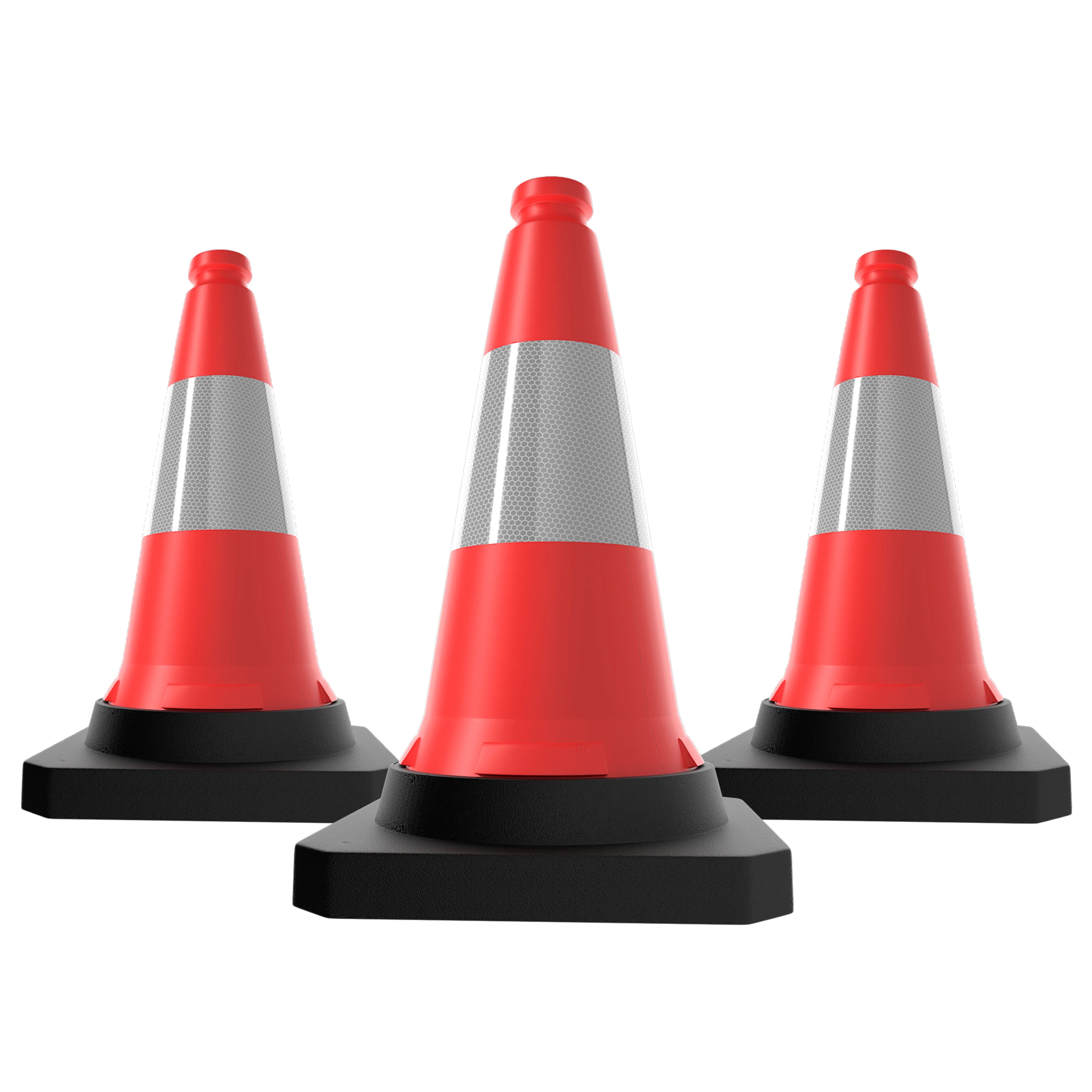 3Pcs 50CM Red Reflective Traffic Cones – High Visibility | Order Now