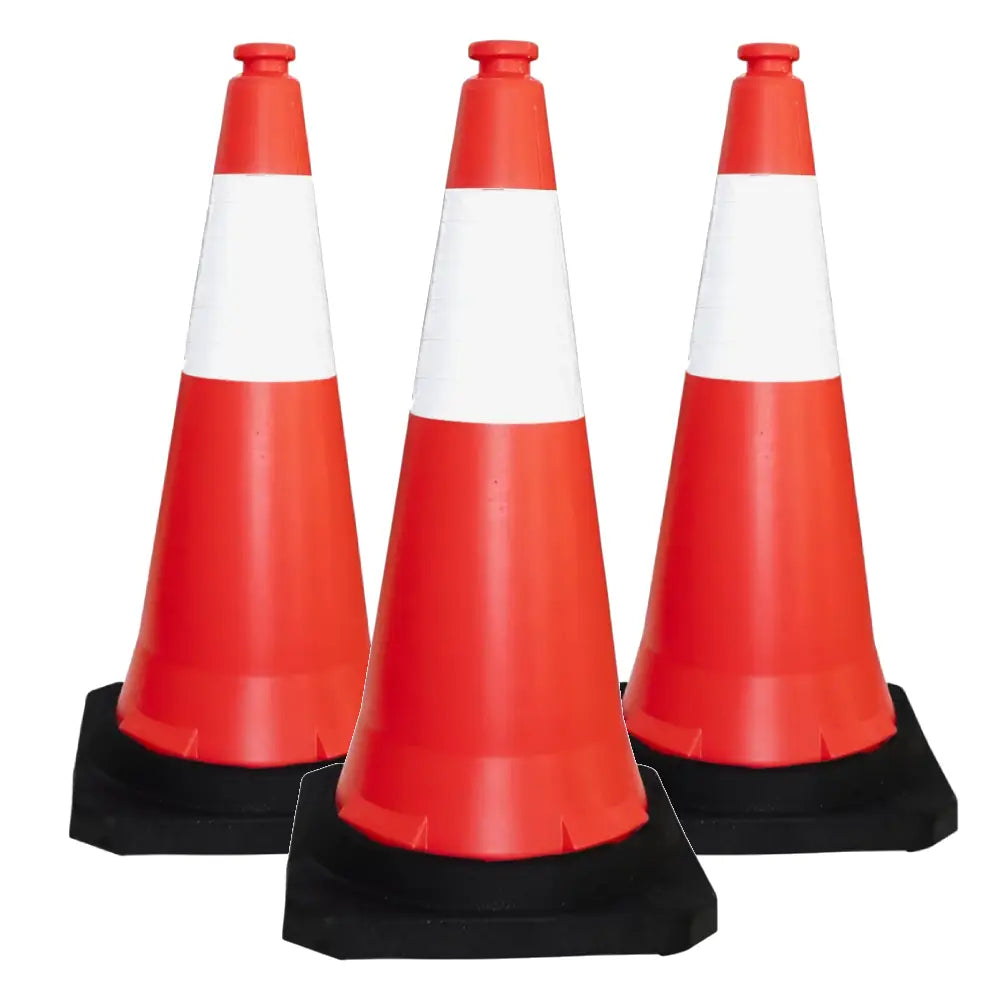 Reflective 75CM Red Traffic Cones – Pack of 3 for Road Safety