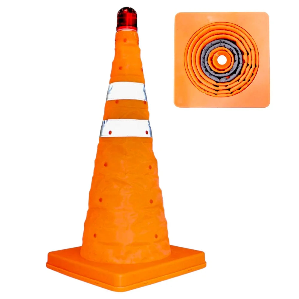 50CM Foldable Traffic Cone with LED and Reflective Bands | Shop Now